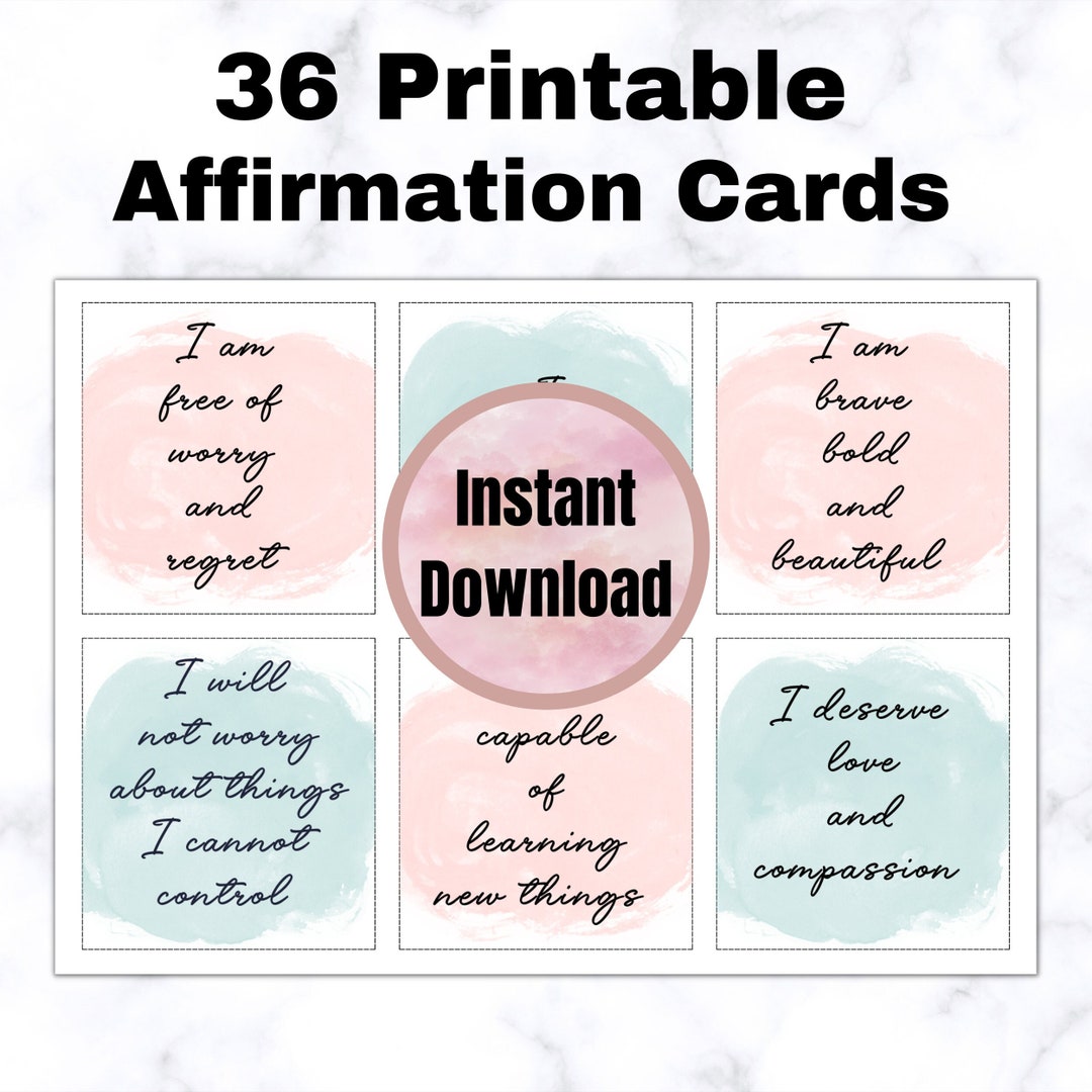 Positive Affirmation Cards, Watercolour Affirmations, Confidence ...