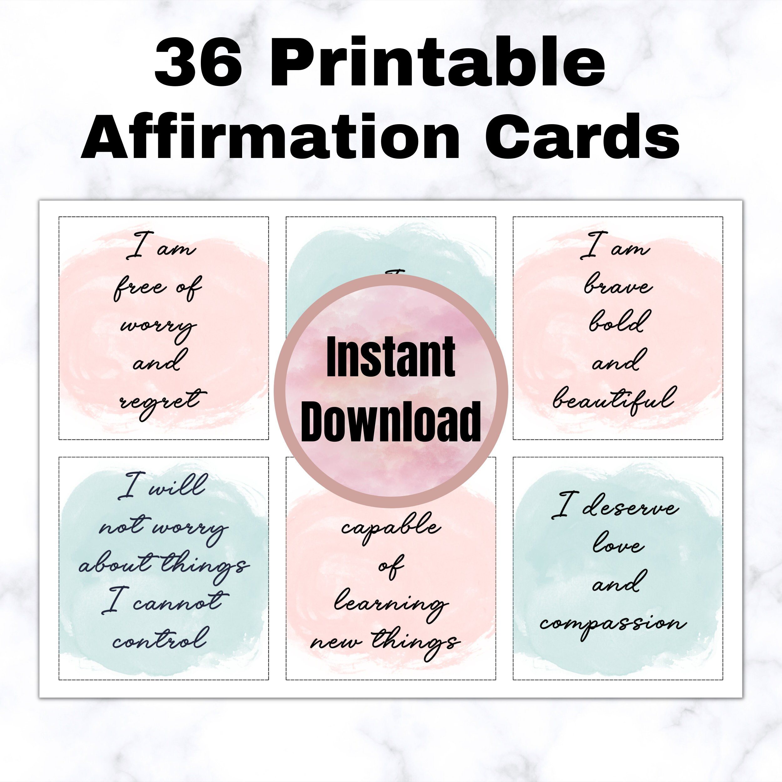 Positive Affirmation Cards, Watercolour Affirmations, Confidence ...