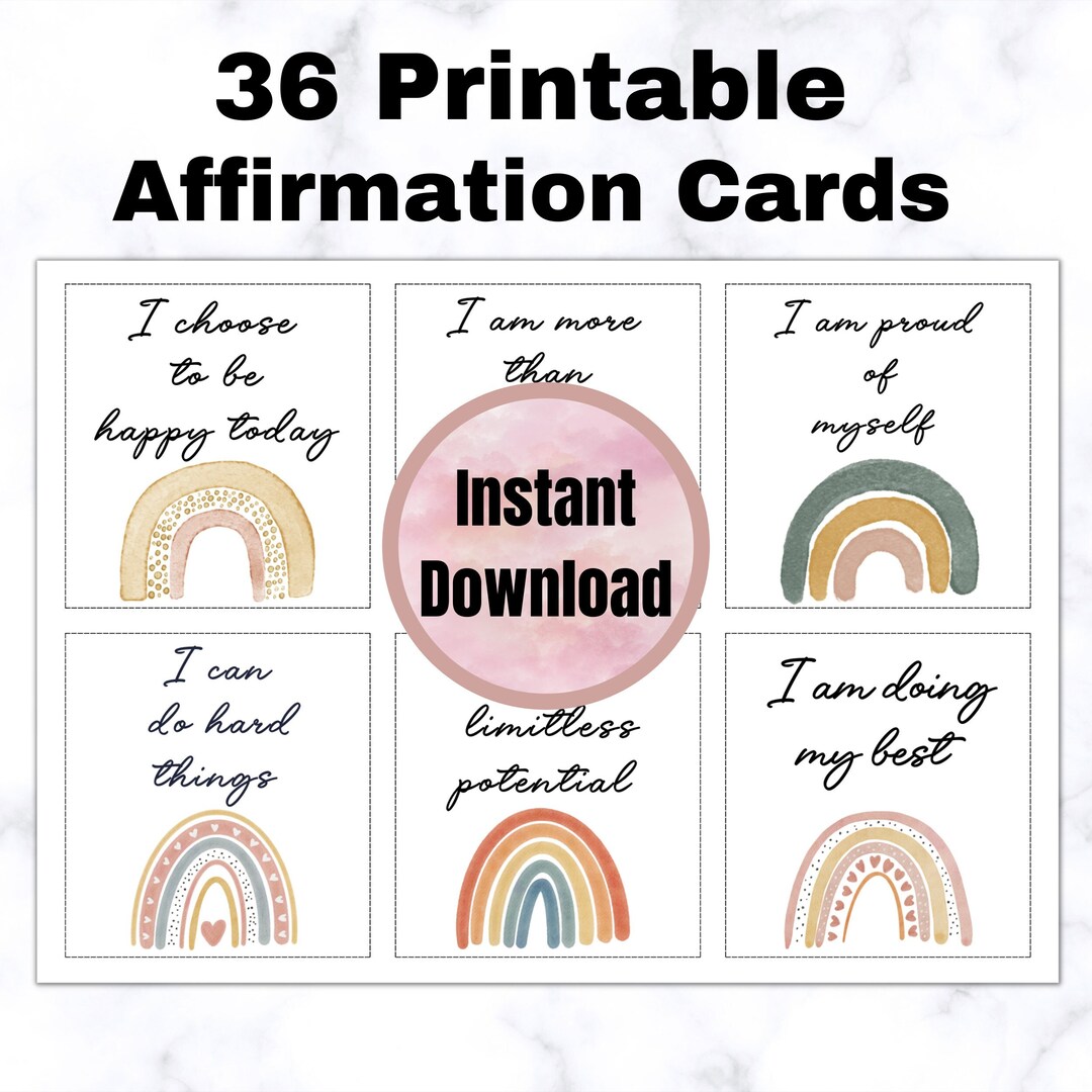 Positive Affirmation Cards - Rainbow Affirmation Cards - Encouragement ...