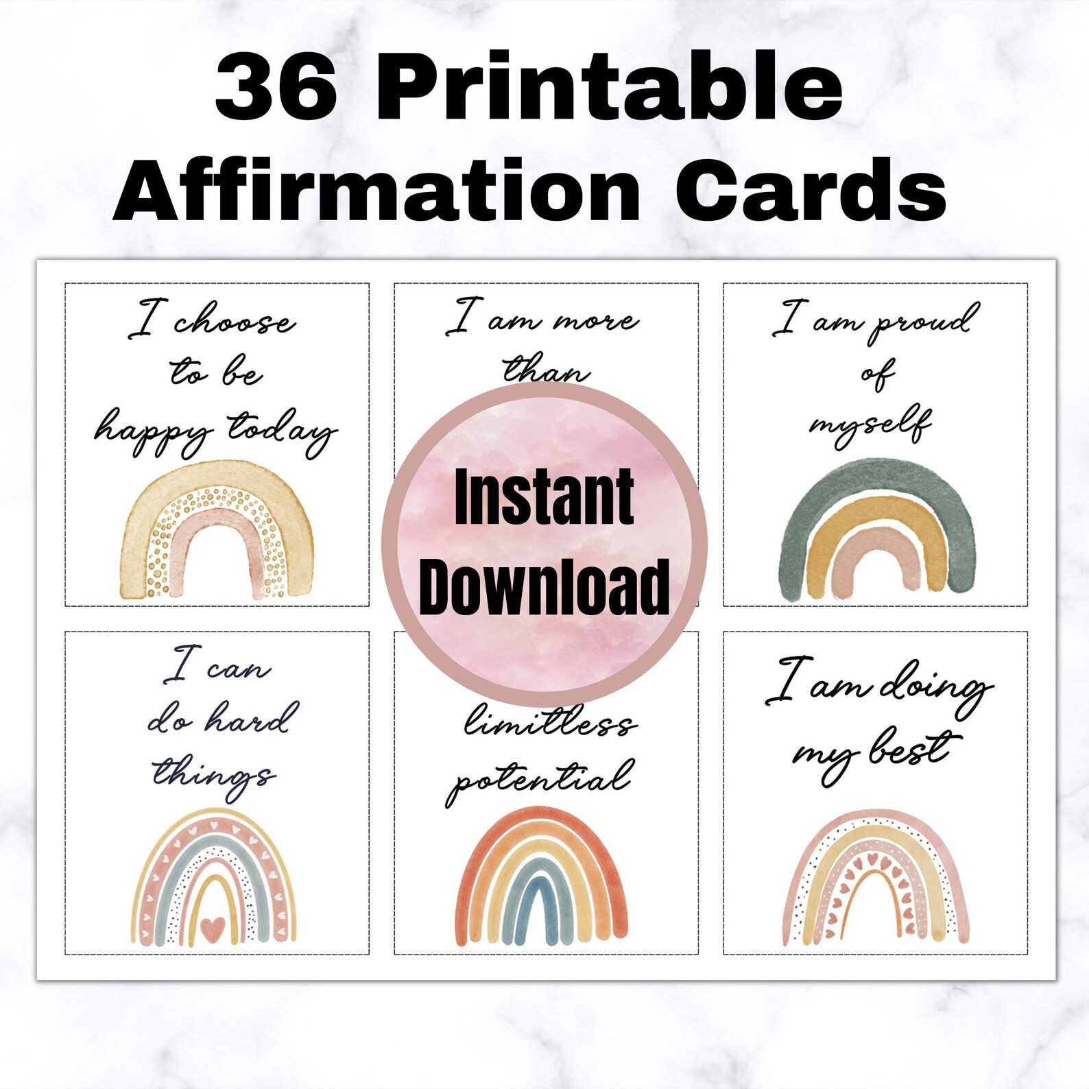 Positive Affirmation Cards - Rainbow Affirmation Cards - Encouragement ...