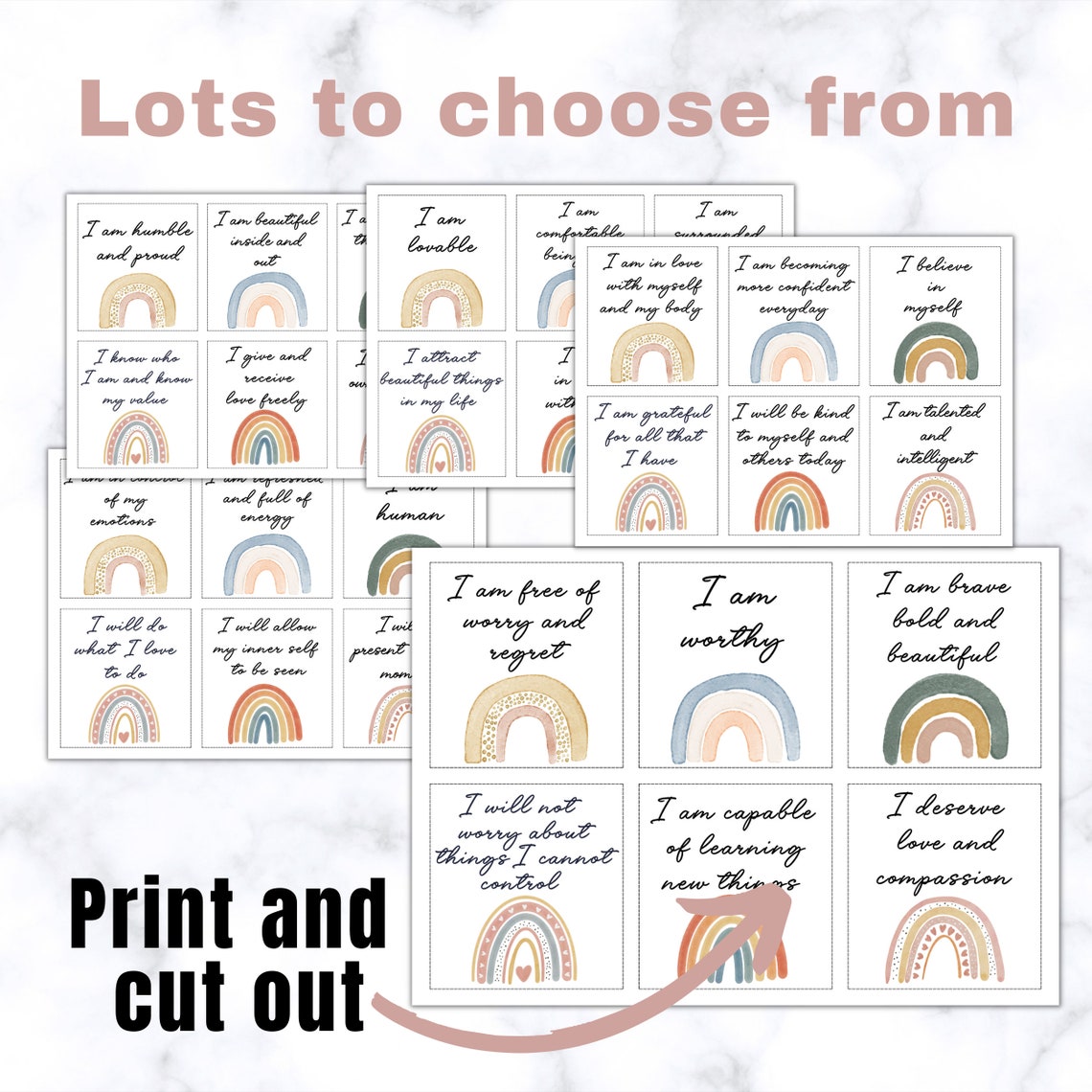 Positive Affirmation Cards - Rainbow Affirmation Cards - Encouragement ...