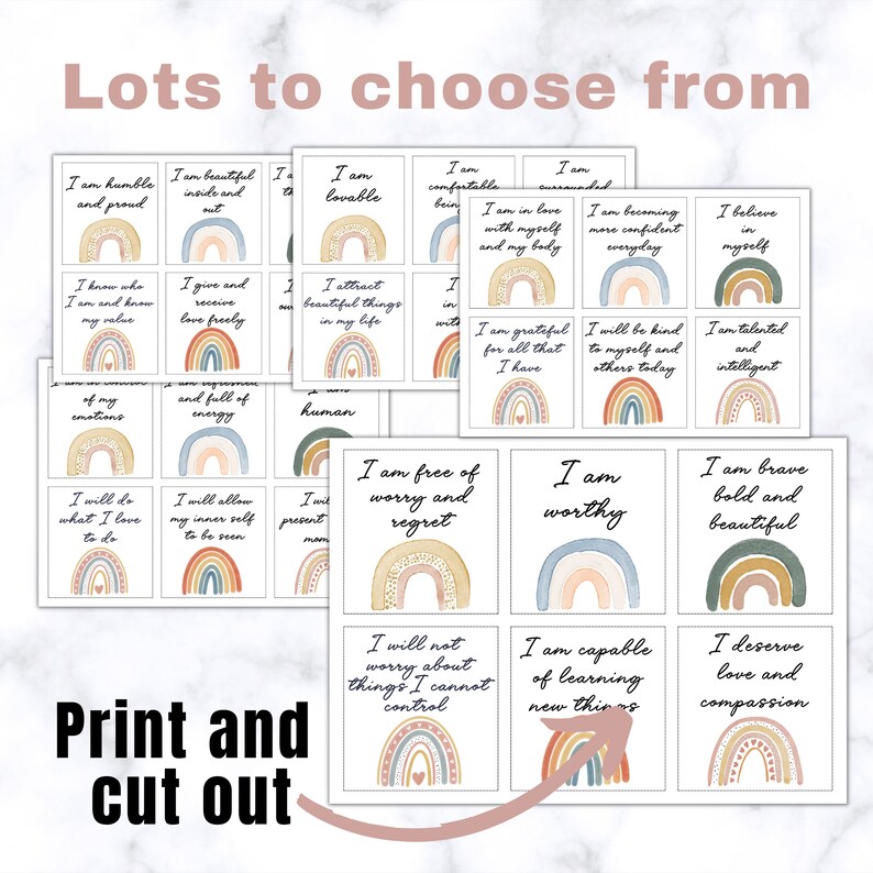 Positive Affirmation Cards - Rainbow Affirmation Cards - Encouragement ...