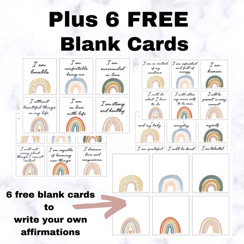 Positive Affirmation Cards - Rainbow Affirmation Cards - Encouragement ...