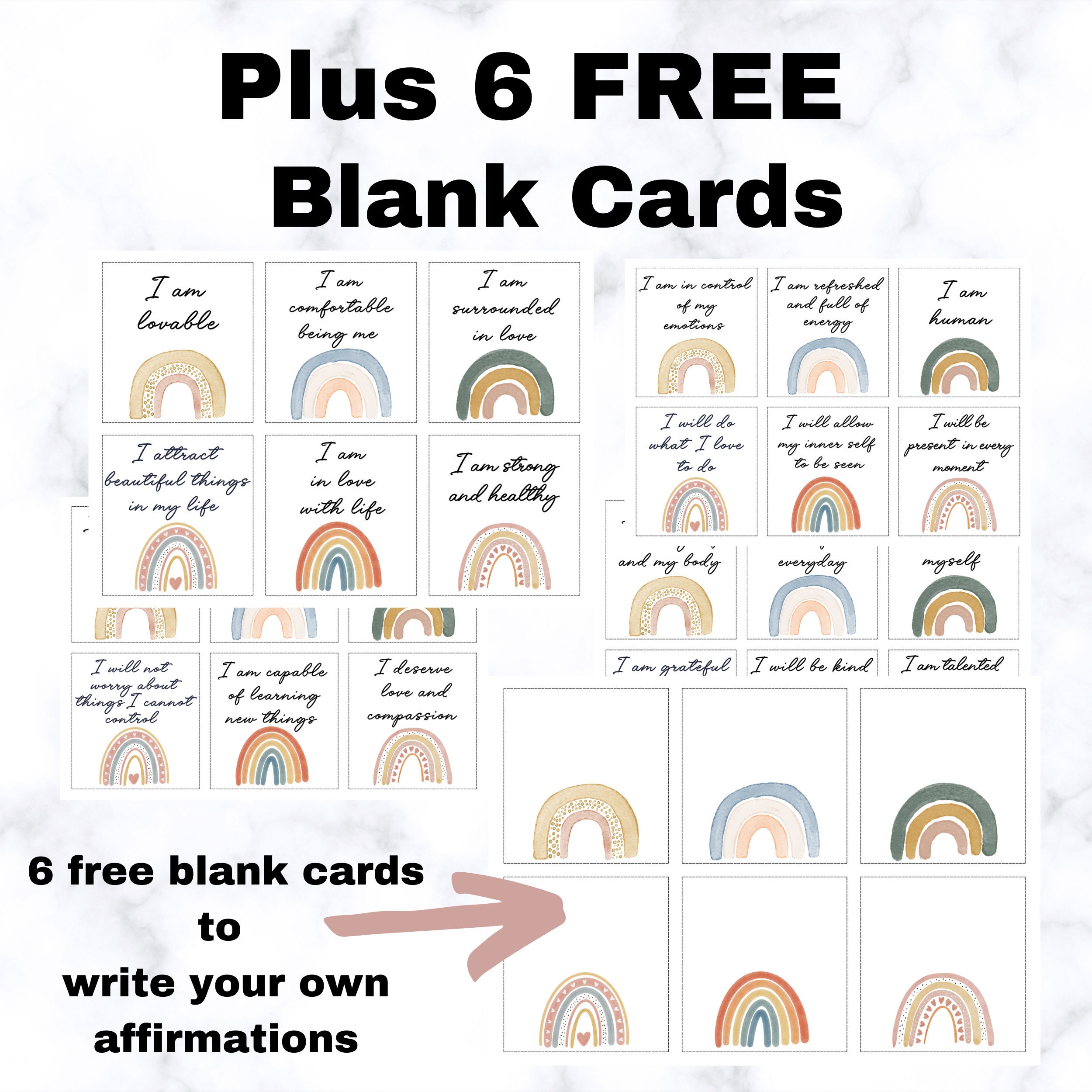 Positive Affirmation Cards - Rainbow Affirmation Cards - Encouragement ...
