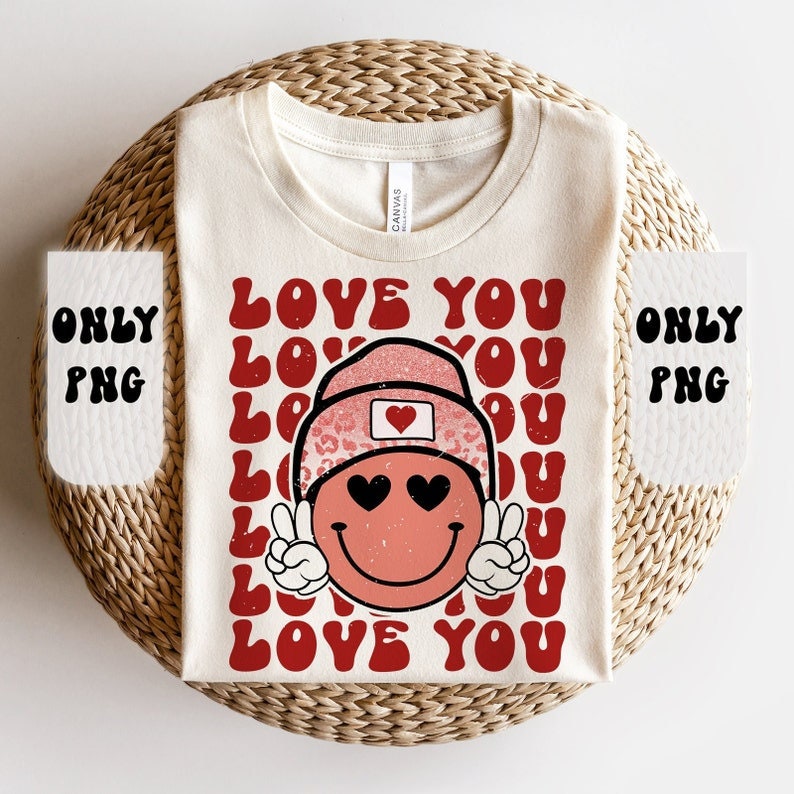 Love You Png Smileyy Face Png Retro Valentine Png - Etsy
