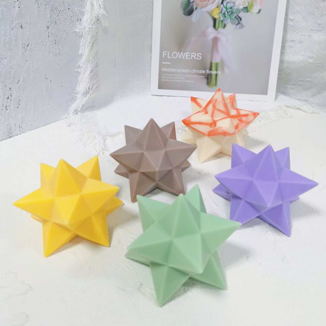 D132 DIY 3D Five Pointed Star Candle Molds Pentagram Moroccan Style ...