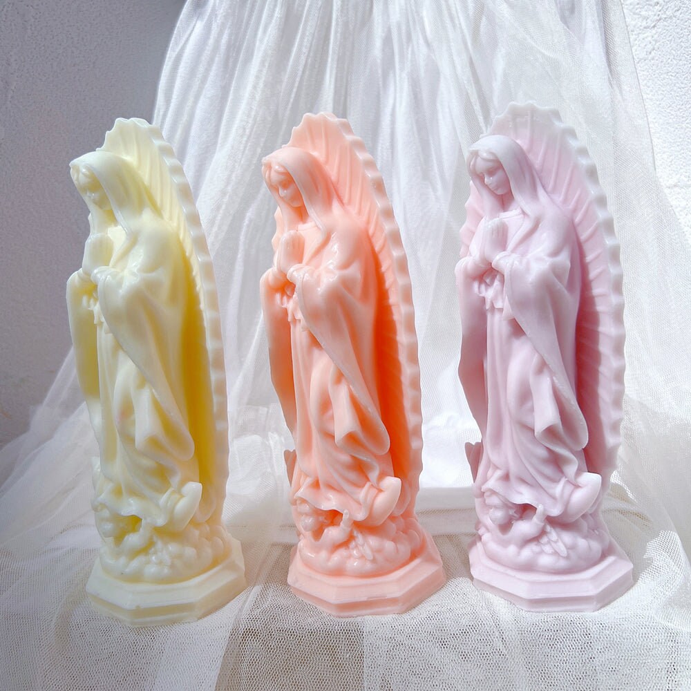Our Lady Sculpture Gift Virgin Mary Statue Candle Silicone Mold ...
