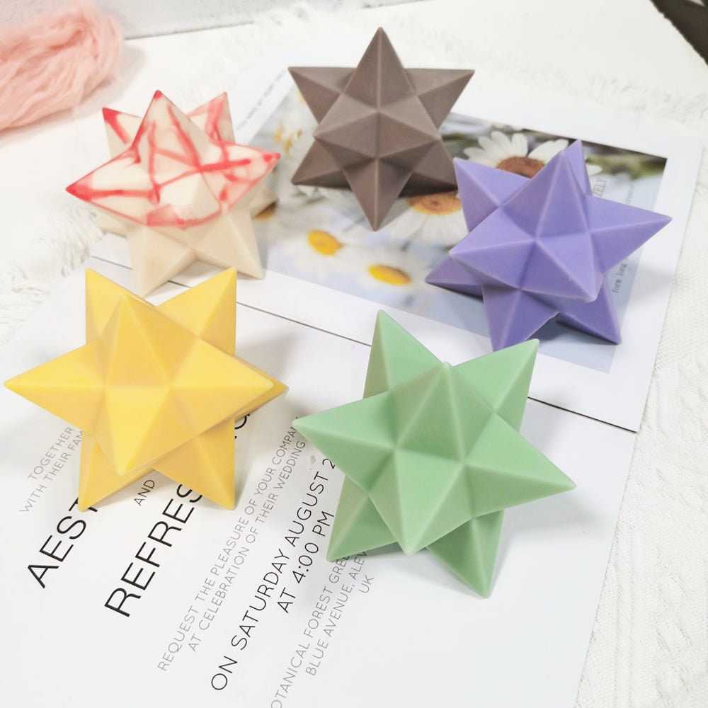 D132 DIY 3D Five Pointed Star Candle Molds Pentagram Moroccan Style ...