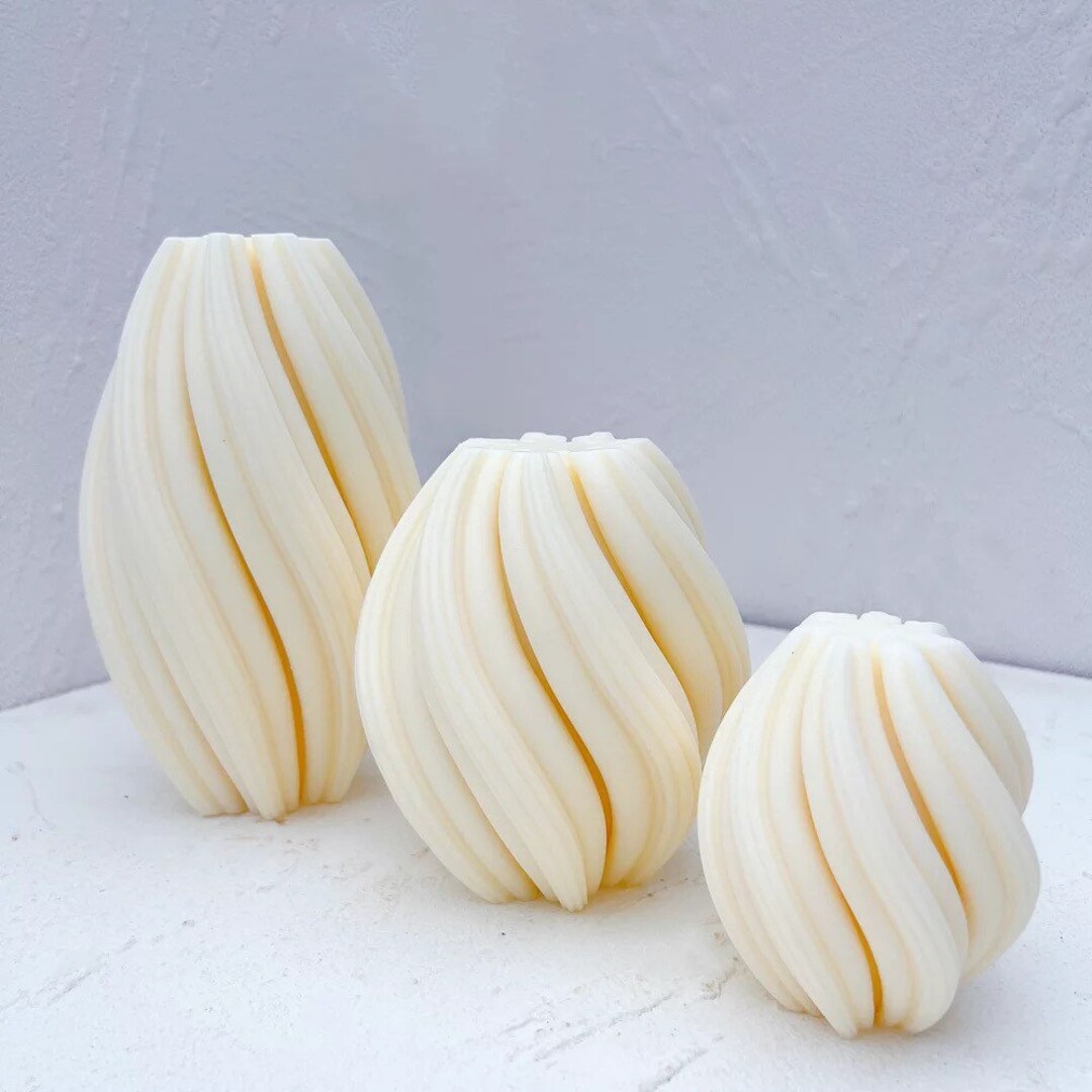 3 Sizes Geometric Wave Twirl Candle Molds Taper Abstract Art Decorative ...