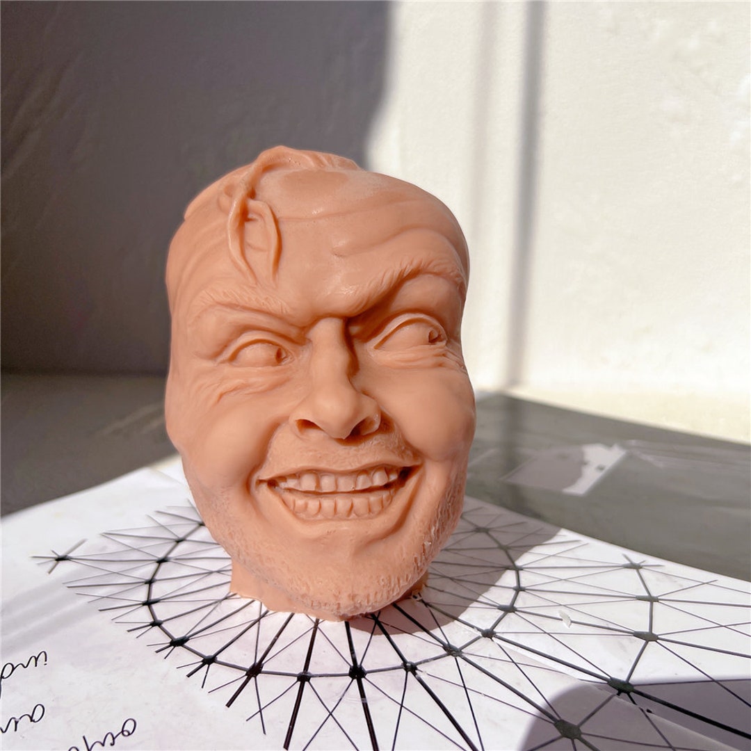 Johnny Funny Face Bust Candle Mold Library Bookshelf Resin Mold Bookcase Ornament Sculpture ...