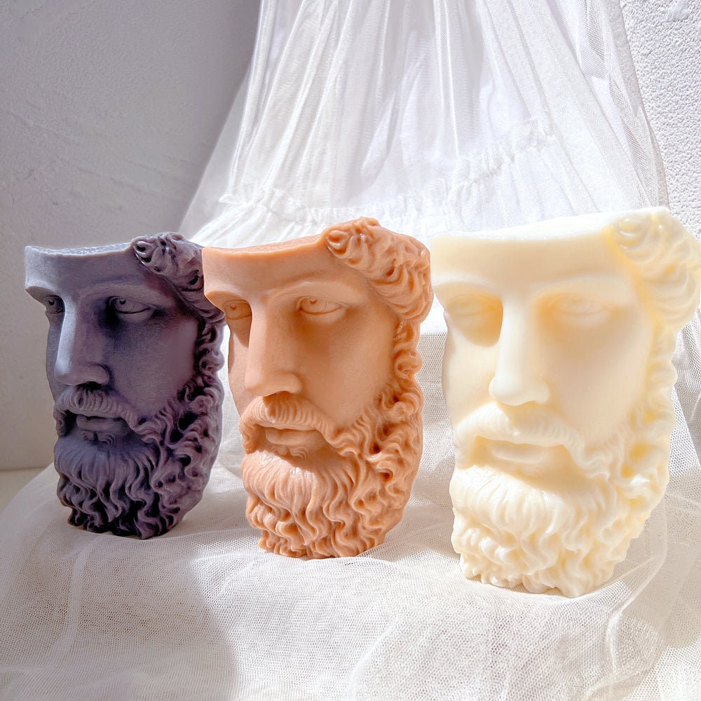 Abstract Art Half Face Beard Man Statue Silicone Mould Tabletop ...