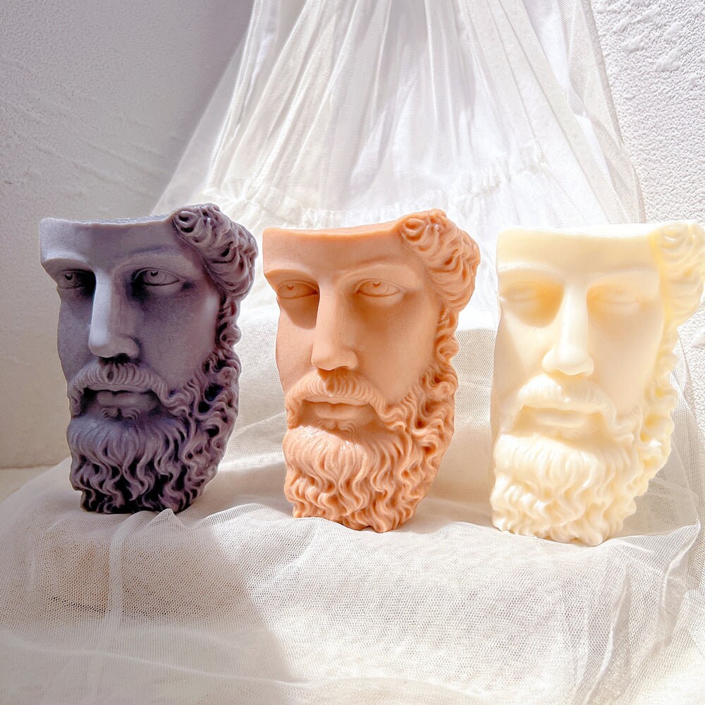 Abstract Art Half Face Beard Man Statue Silicone Mould Tabletop ...