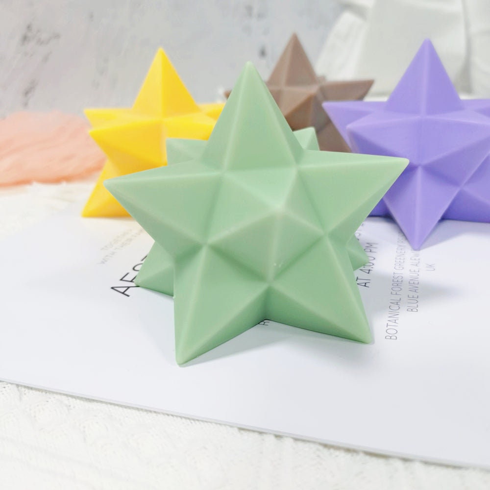 D132 DIY 3D Five Pointed Star Candle Molds Pentagram Moroccan Style ...