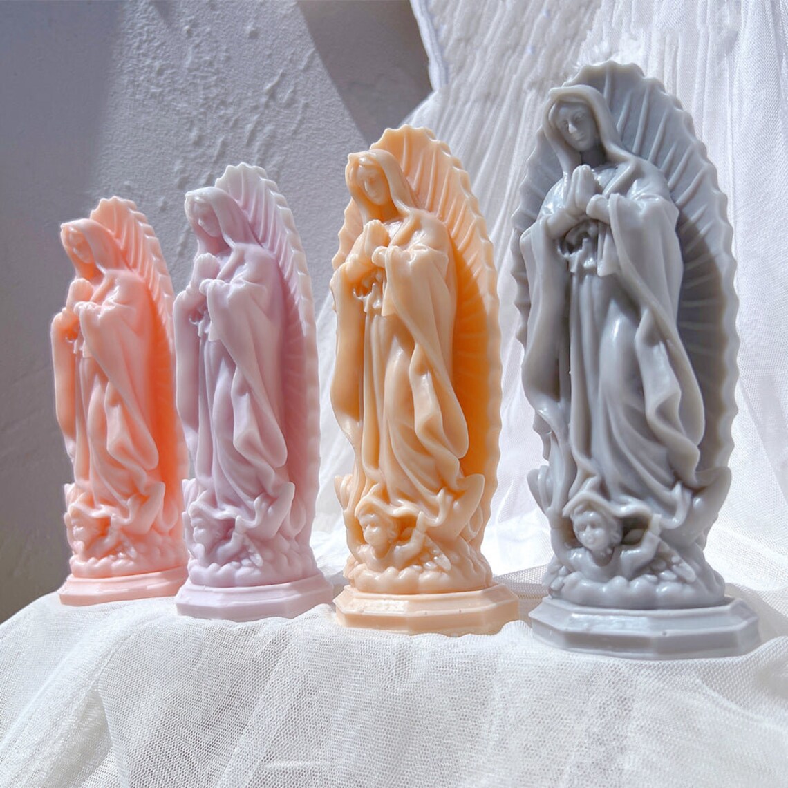 Our Lady Sculpture Gift Virgin Mary Statue Candle Silicone Mold ...