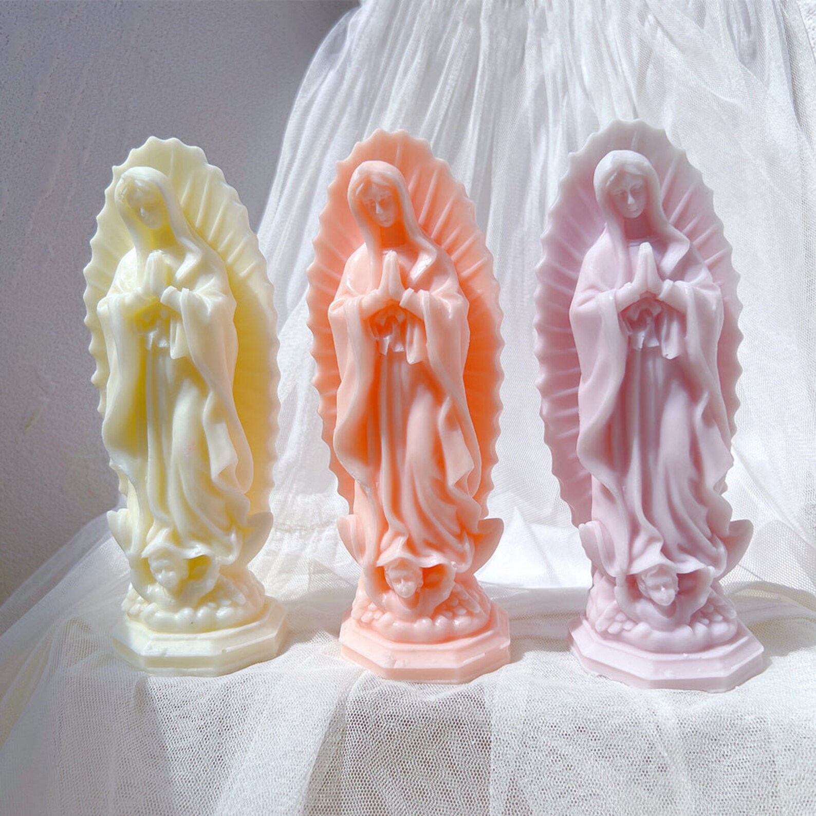 Our Lady Sculpture Gift Virgin Mary Statue Candle Silicone Mold ...