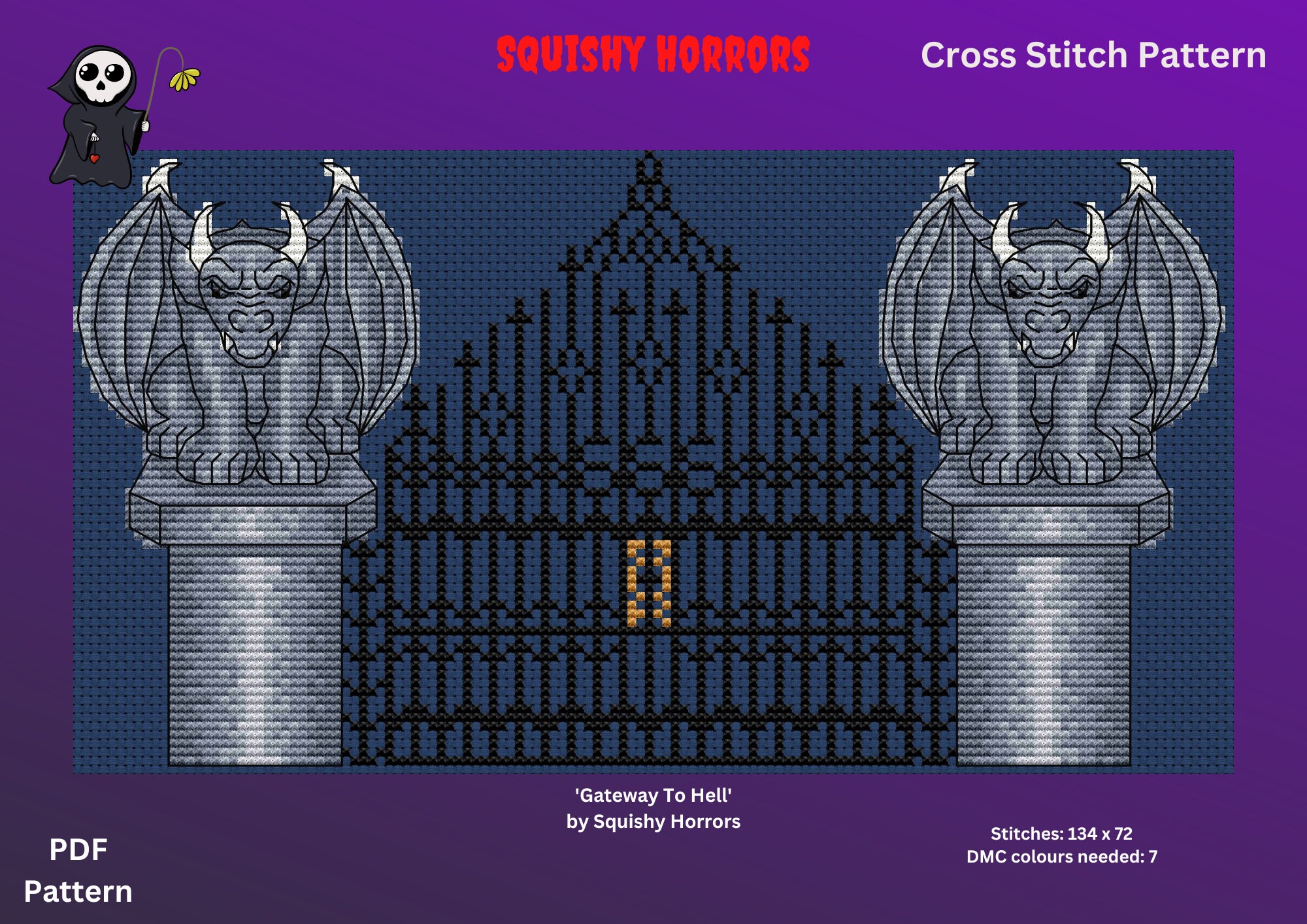 Gargoyle Cross Stitch Pattern, Cross Stitch PDF Pattern, Digital Cross ...