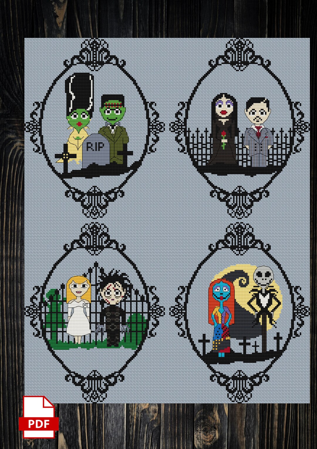 Gothic Love Cross Stitch Pattern, Cross Stitch PDF Pattern, Digital ...