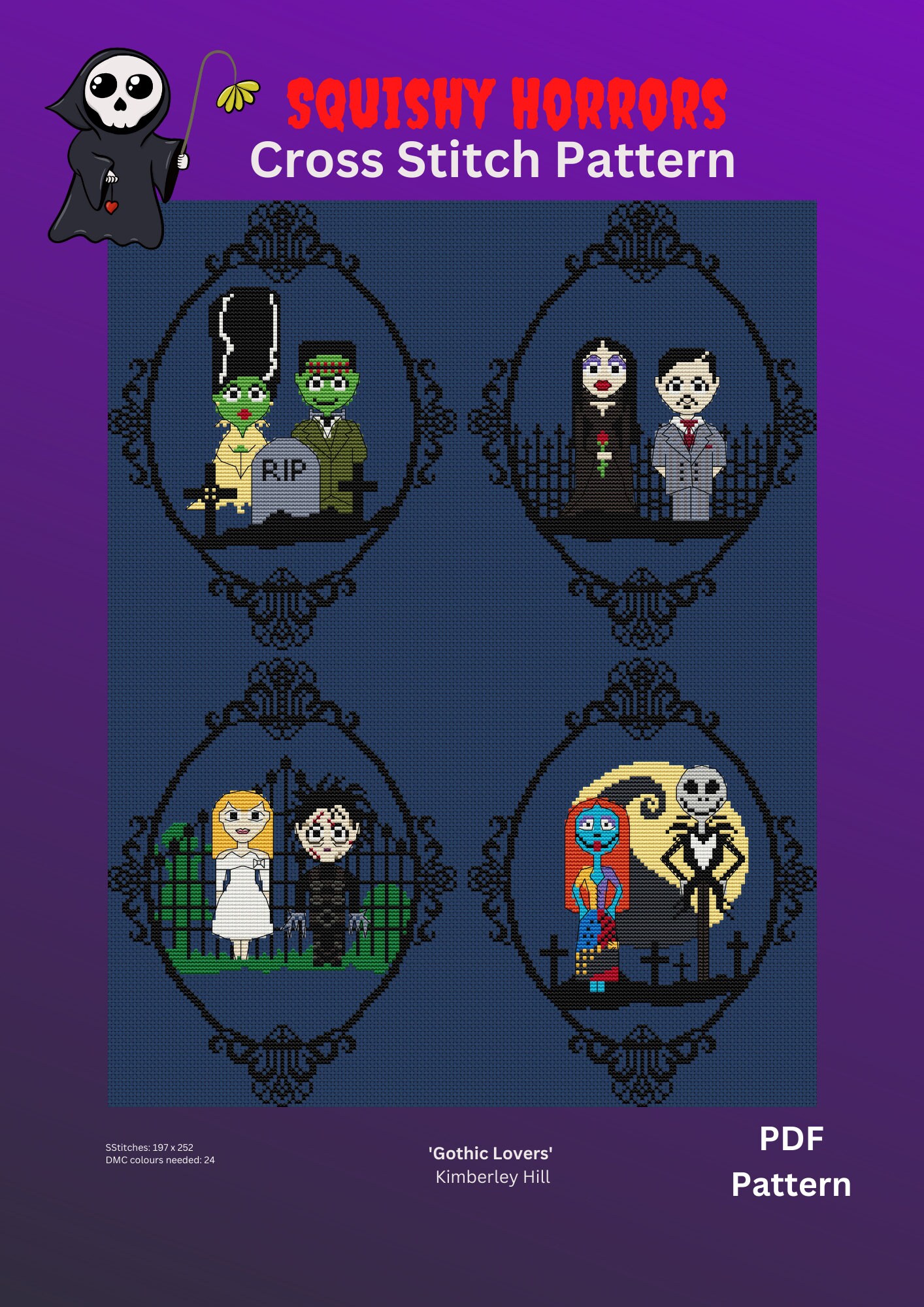 Gothic Love Cross Stitch Pattern, Cross Stitch PDF Pattern, Digital ...