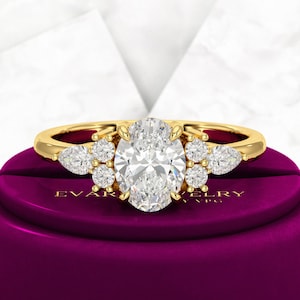 1 Carat Oval Diamond Art Deco Engagement Ring, Modern Deco Lab Grown ...