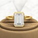 2 Carat Emerald Cut Diamond Half Bezel Set Modern Engagement Ring ...