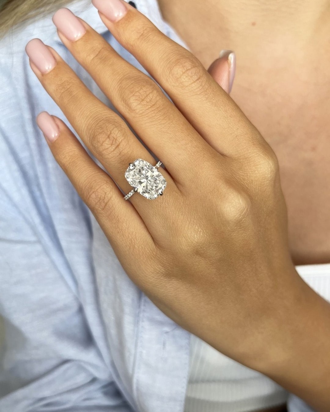 5 Carat Lab Diamond Ring / 5 CT Elongated Cushion Diamond / Elongated ...