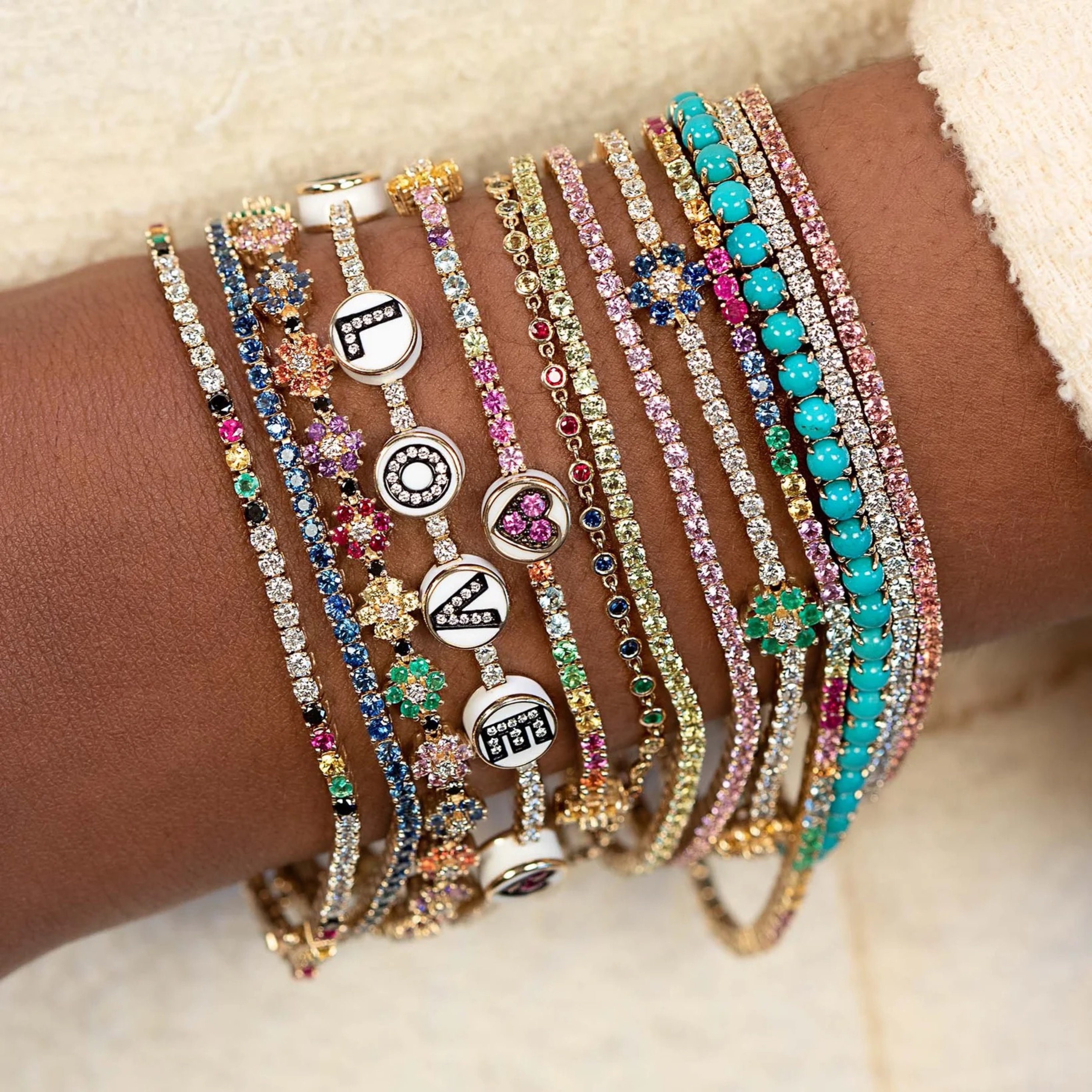 Natural Pink Sapphire Tennis Bracelet , Sapphire Bracelet in 14K ...