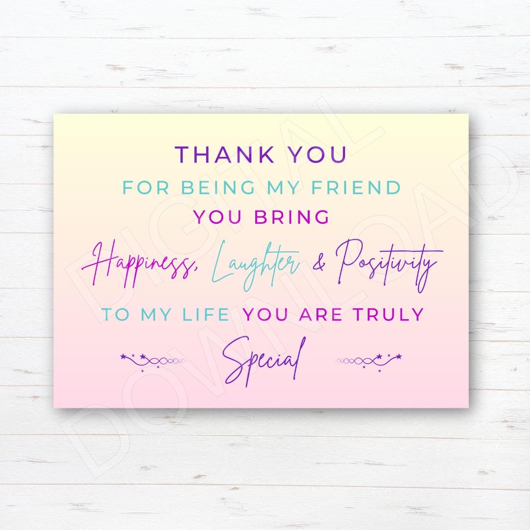 Thank You Friendship Card/postcard/wall Art - Digital Download - Etsy