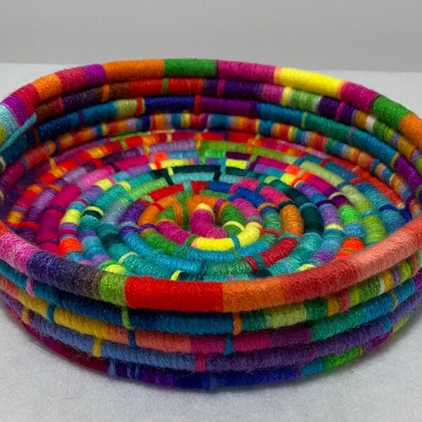 Rainbow Woven Basket - Etsy UK