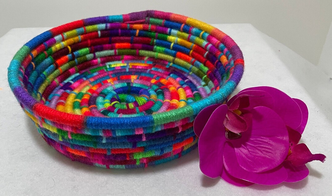 Unique Rope Basket Hippie Home Decor Colorful Bohemian Decor Woven ...