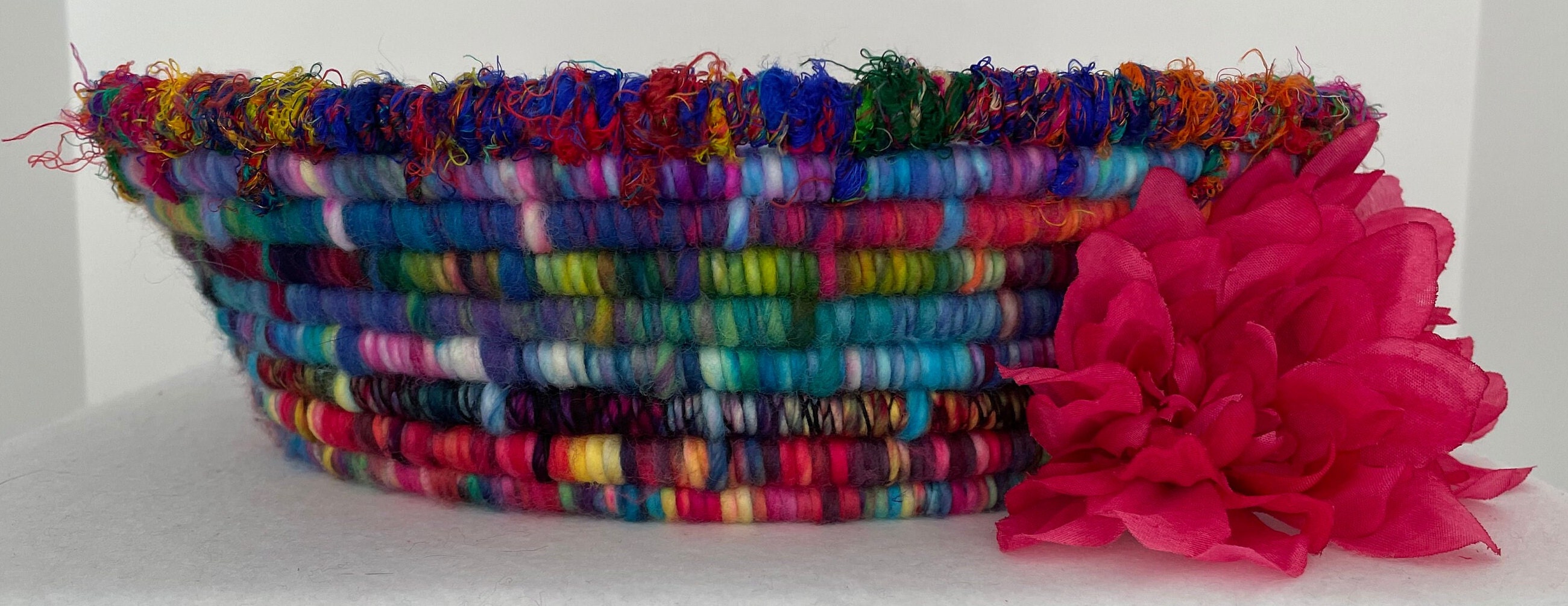 Eclectic Gift Woven Basket Unique Rope Basket Fiber Art Basket Fun Home ...