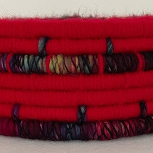 Red Rainbow Rope Basket | Handmade Boho Basket | Coil Basket Red ...