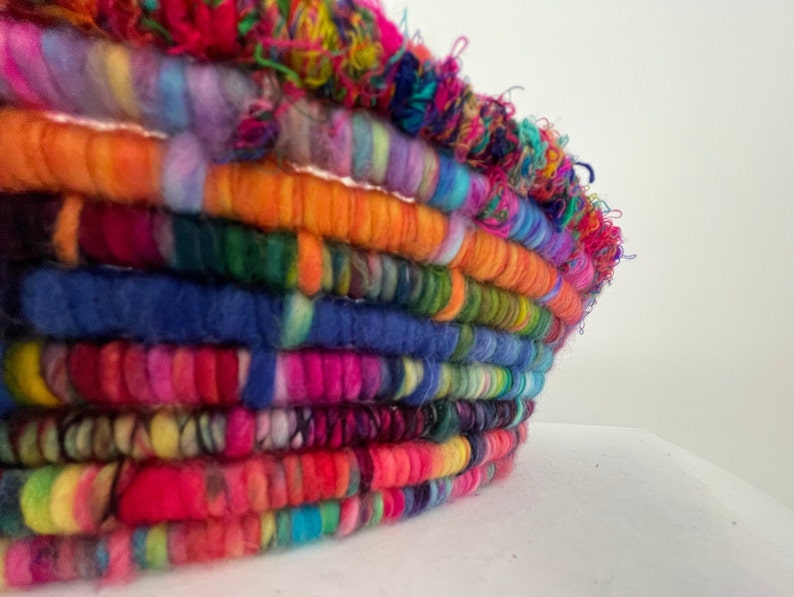 Eclectic Gift Woven Basket Unique Rope Basket Fiber Art Basket Fun Home ...