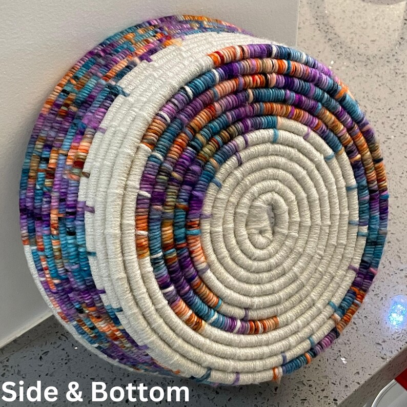 Beige Handwoven Basket | Beige Tabletop Basket | Beige Bohemian Basket ...