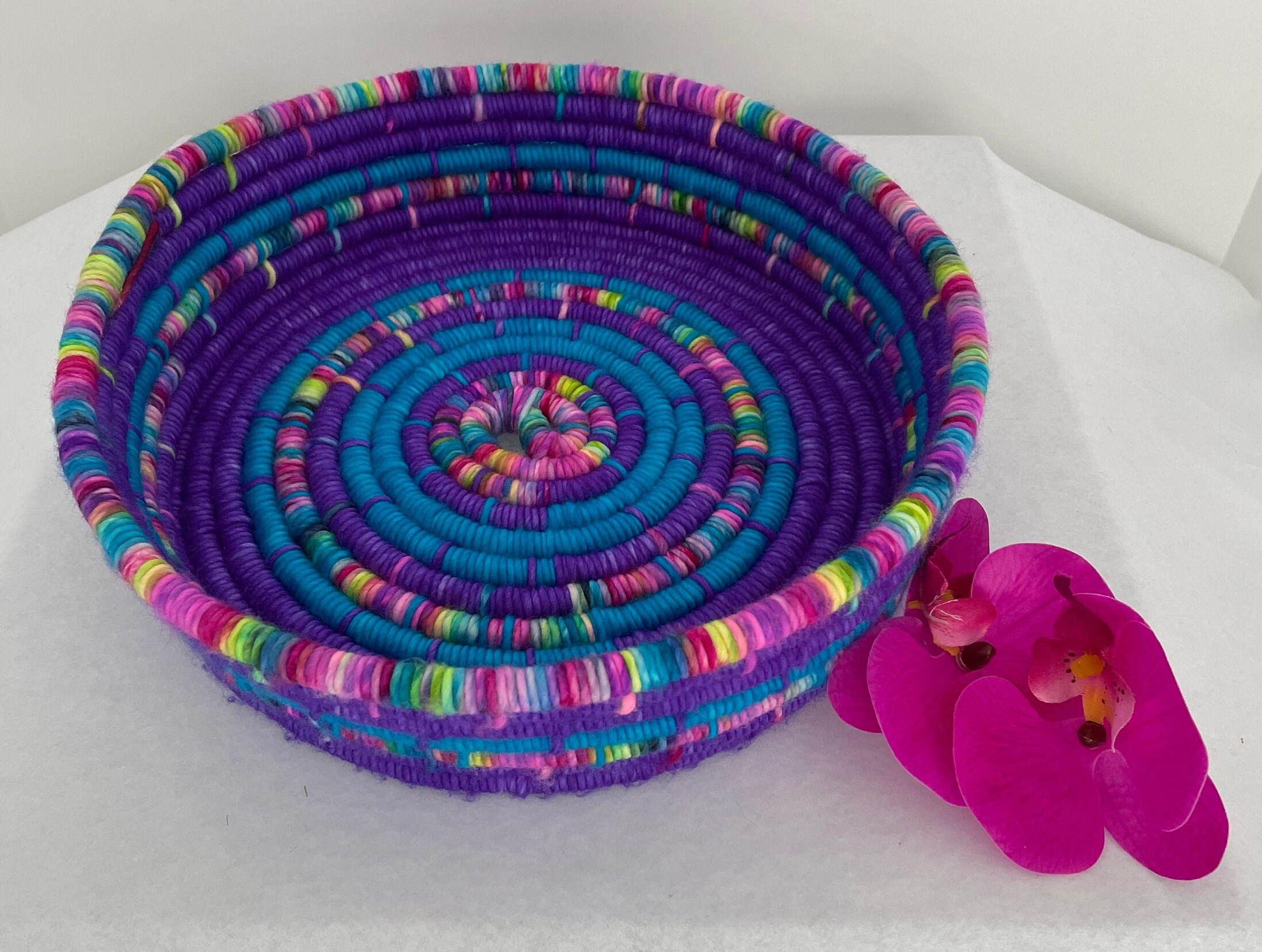 Purple Rope Basket Boho Chic Purple Basket Home Decor Home Accent ...