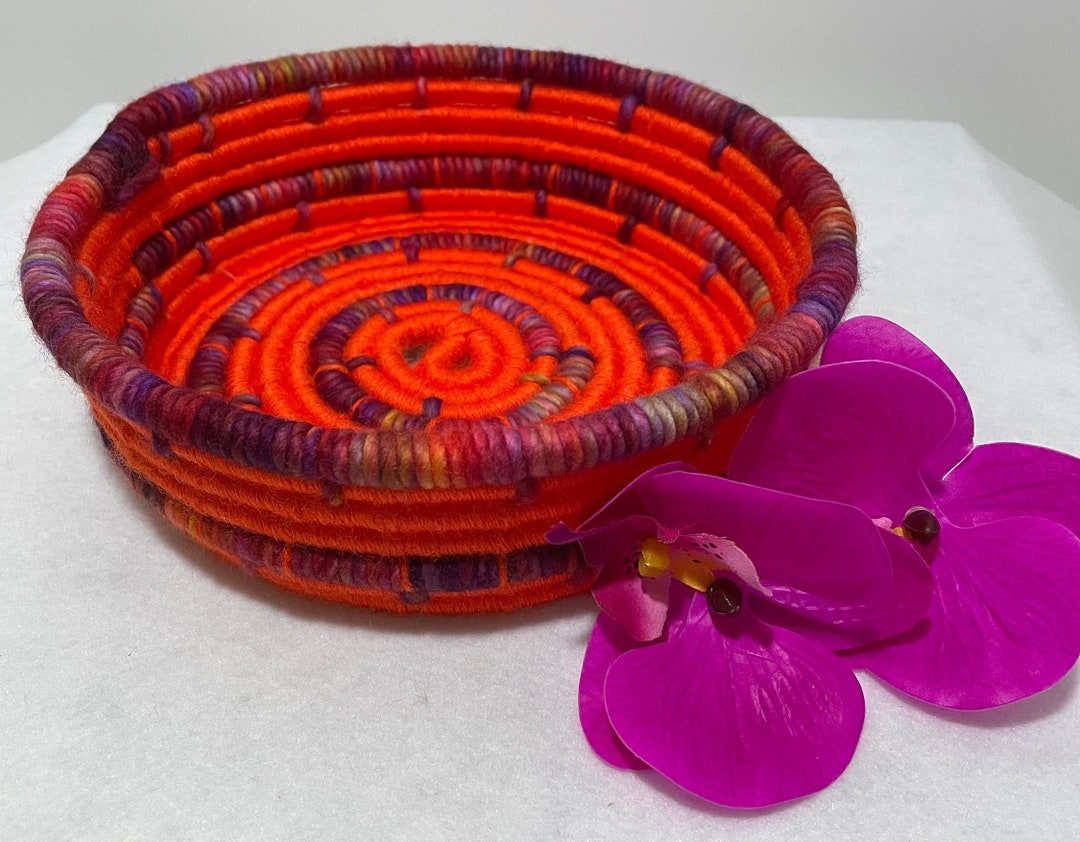 Orange Rope Basket | Orange Room Decor | Orange Boho Basket - Etsy