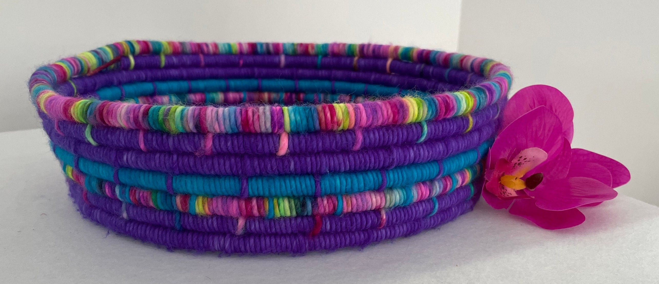 Purple Rope Basket Boho Chic Purple Basket Home Decor Home Accent ...