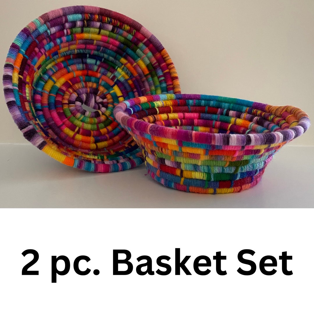 Colorful Basket Set | Yarn Baskets | Handwoven Baskets | Decorative ...