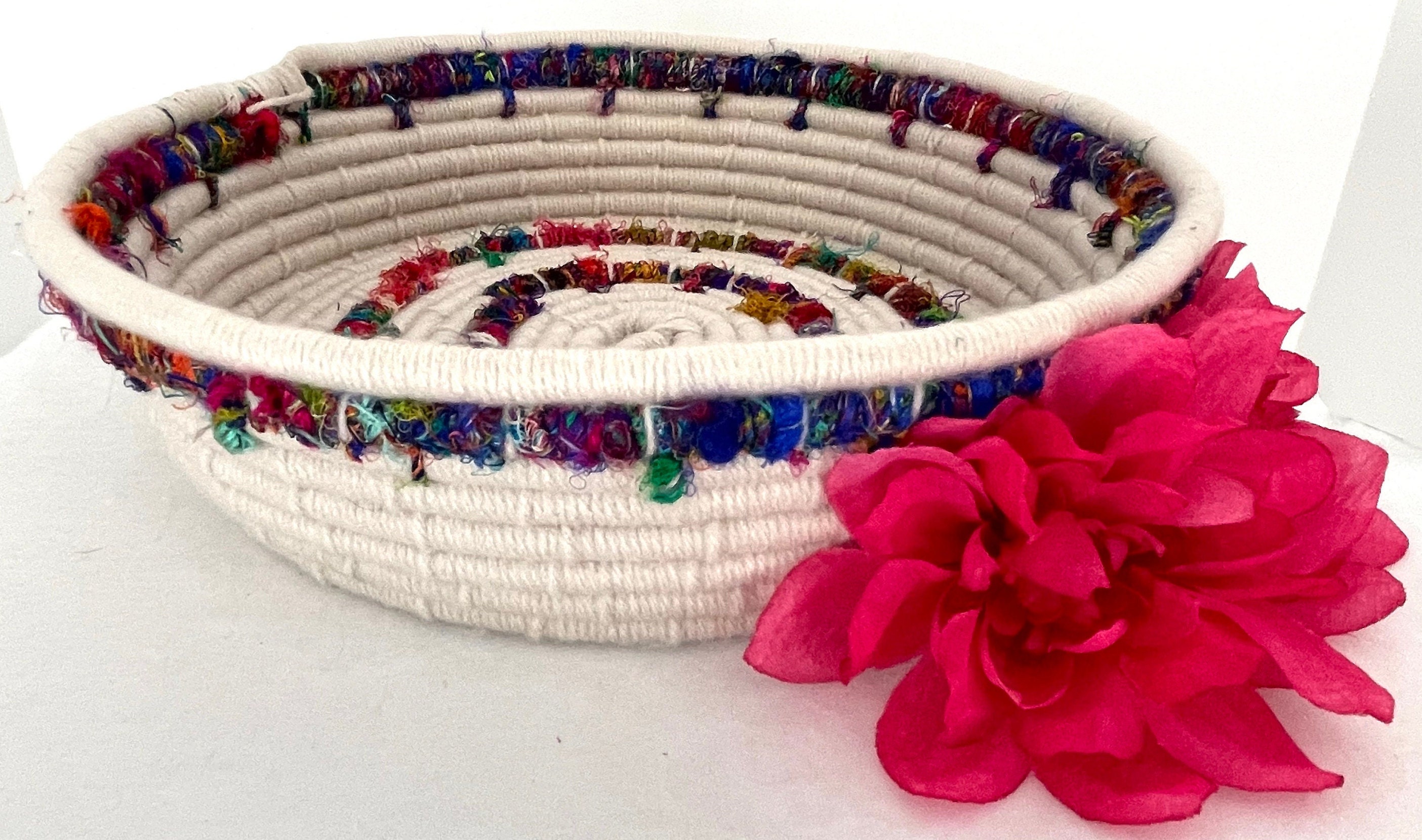 Beige Coil Rope Basket Rainbow in Beige Basket Woven Baskets Edgy Home ...