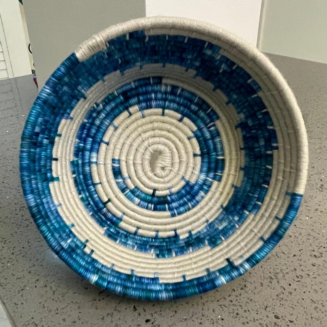 Decorative Basket Beige | Blue and Beige Basket | Beige Bohemian Basket ...