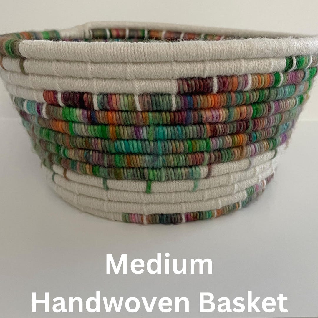 Beige Basket Handwoven | Beige Tabletop Basket | Beige Bohemian Basket ...