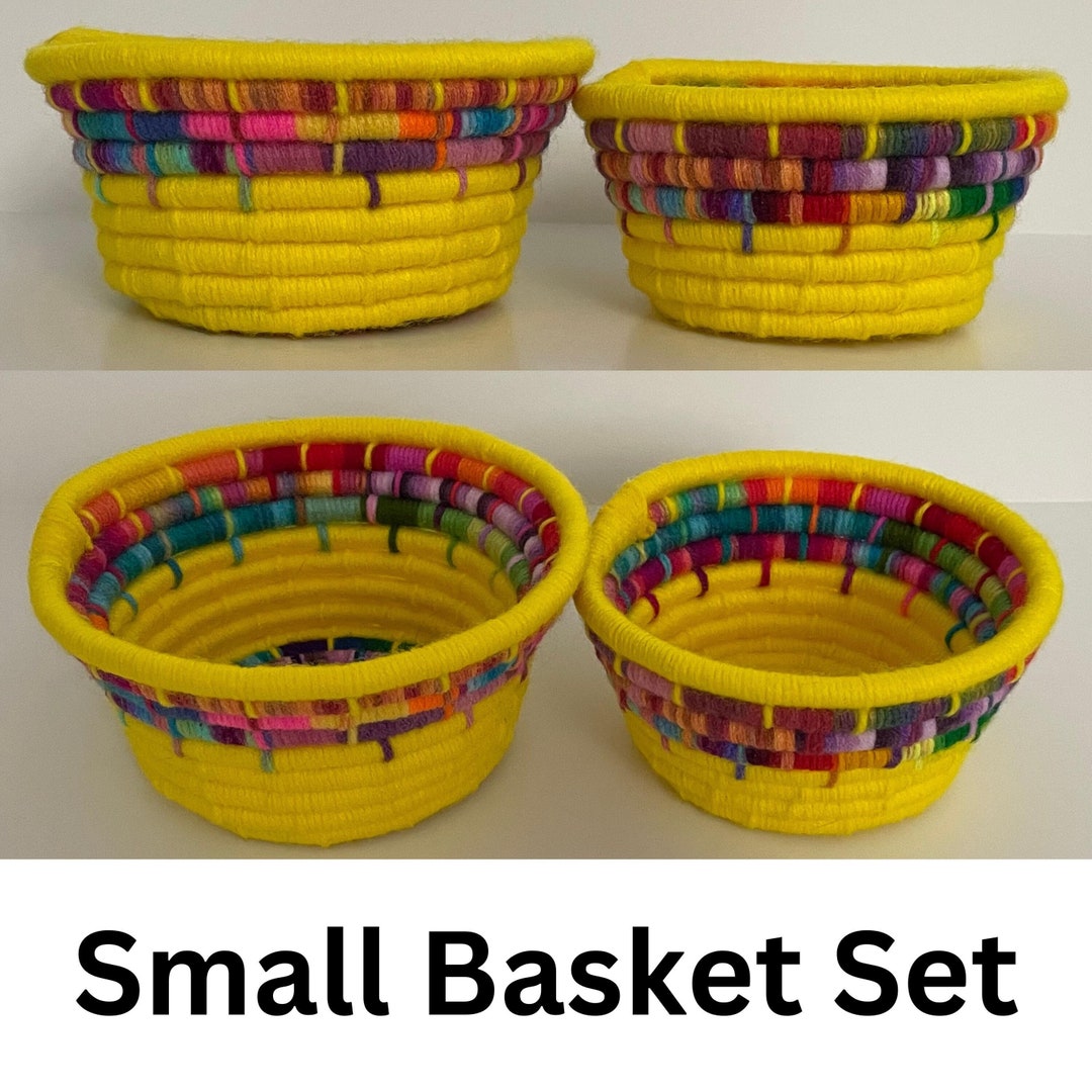 Yellow Basket Set | Small Basket Set | Yellow Room Decor | Yellow ...