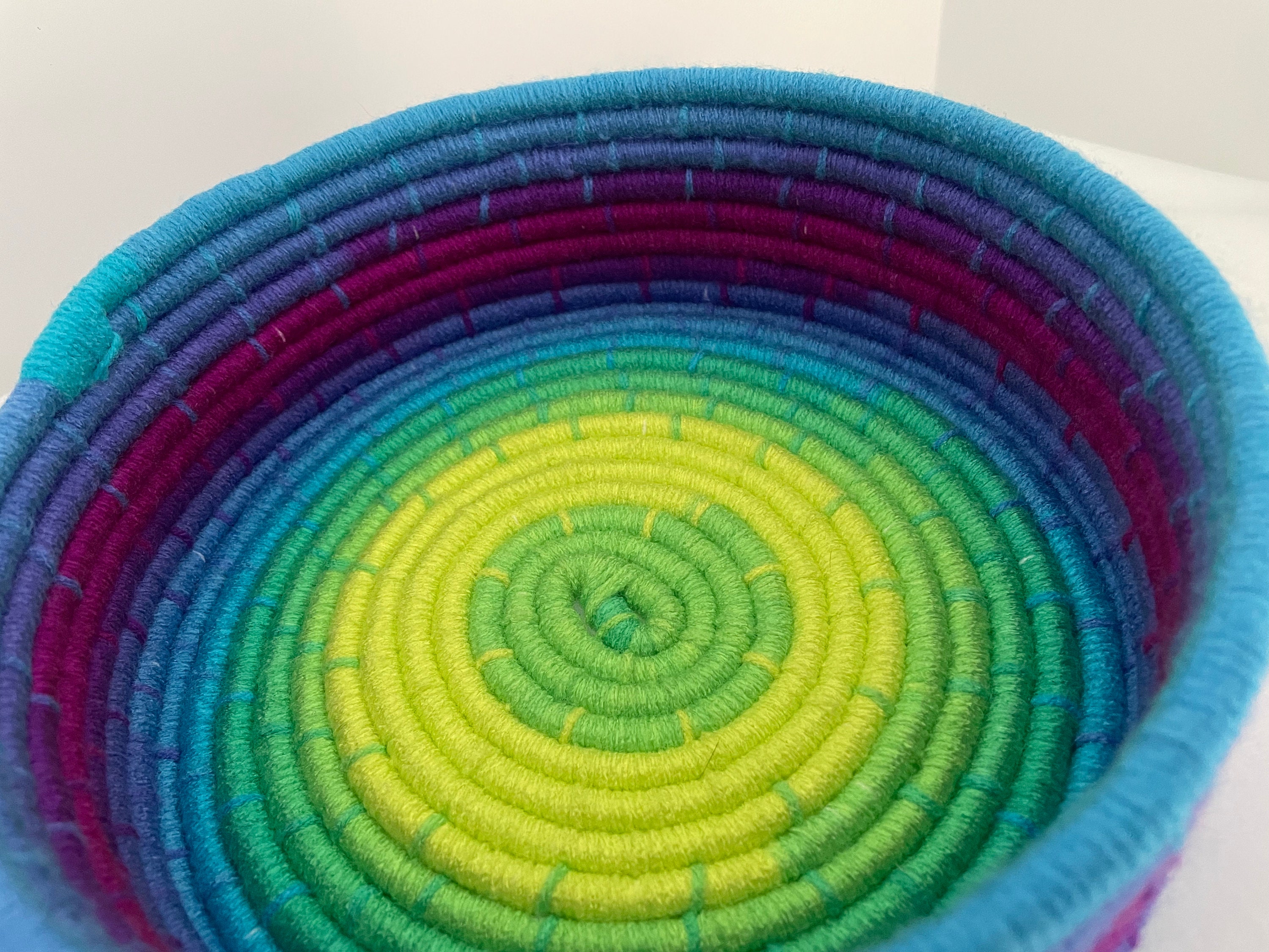 Rope Basket Ombre Style Coiled Rope Basket Green & Blue - Etsy