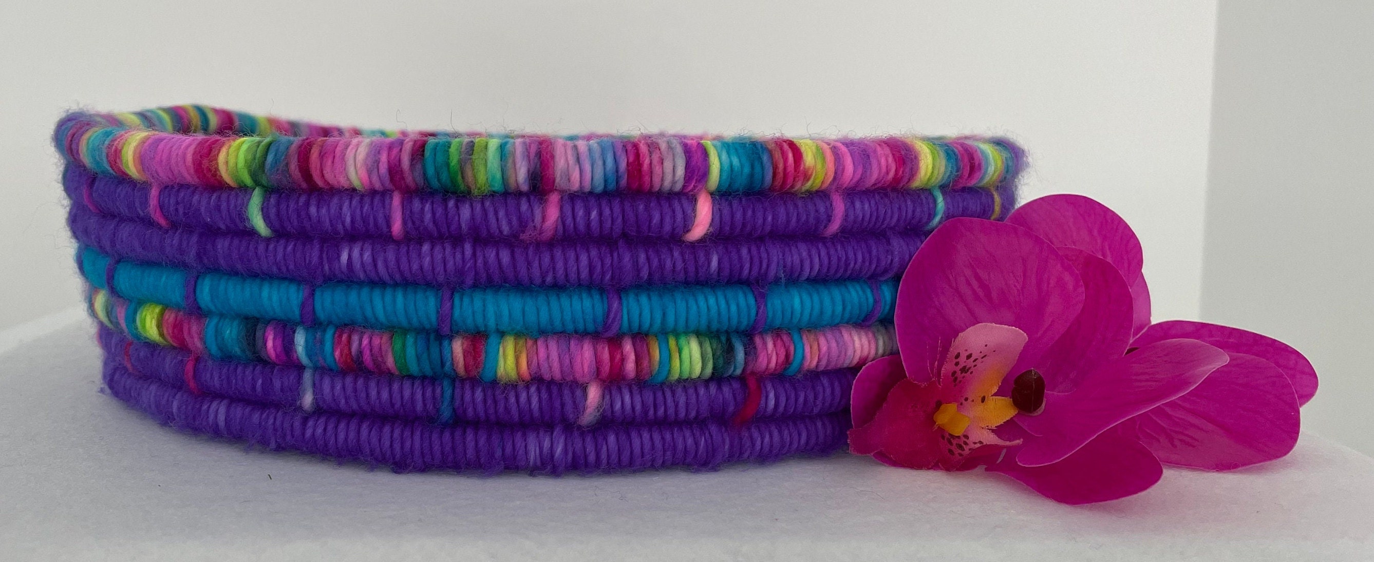 Purple Rope Basket Boho Chic Purple Basket Home Decor Home Accent ...