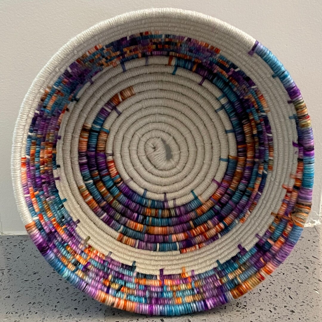 Beige Handwoven Basket | Beige Tabletop Basket | Beige Bohemian Basket ...