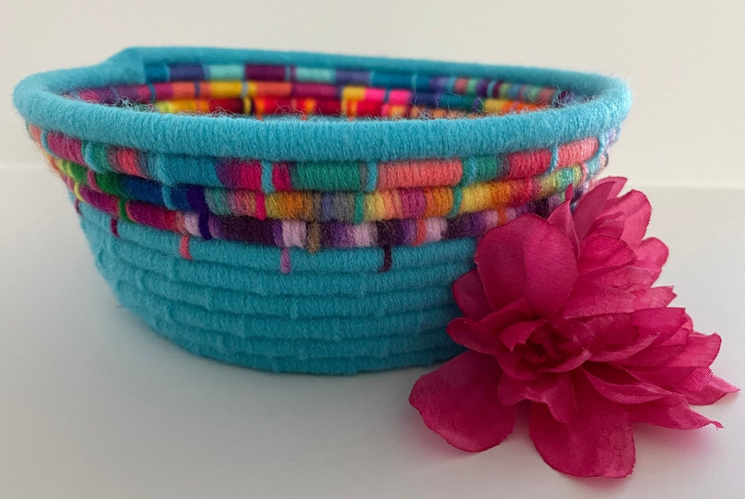 Blue Rope Basket | Blue Decor | Colorful Baskets | Blue Room Decor ...