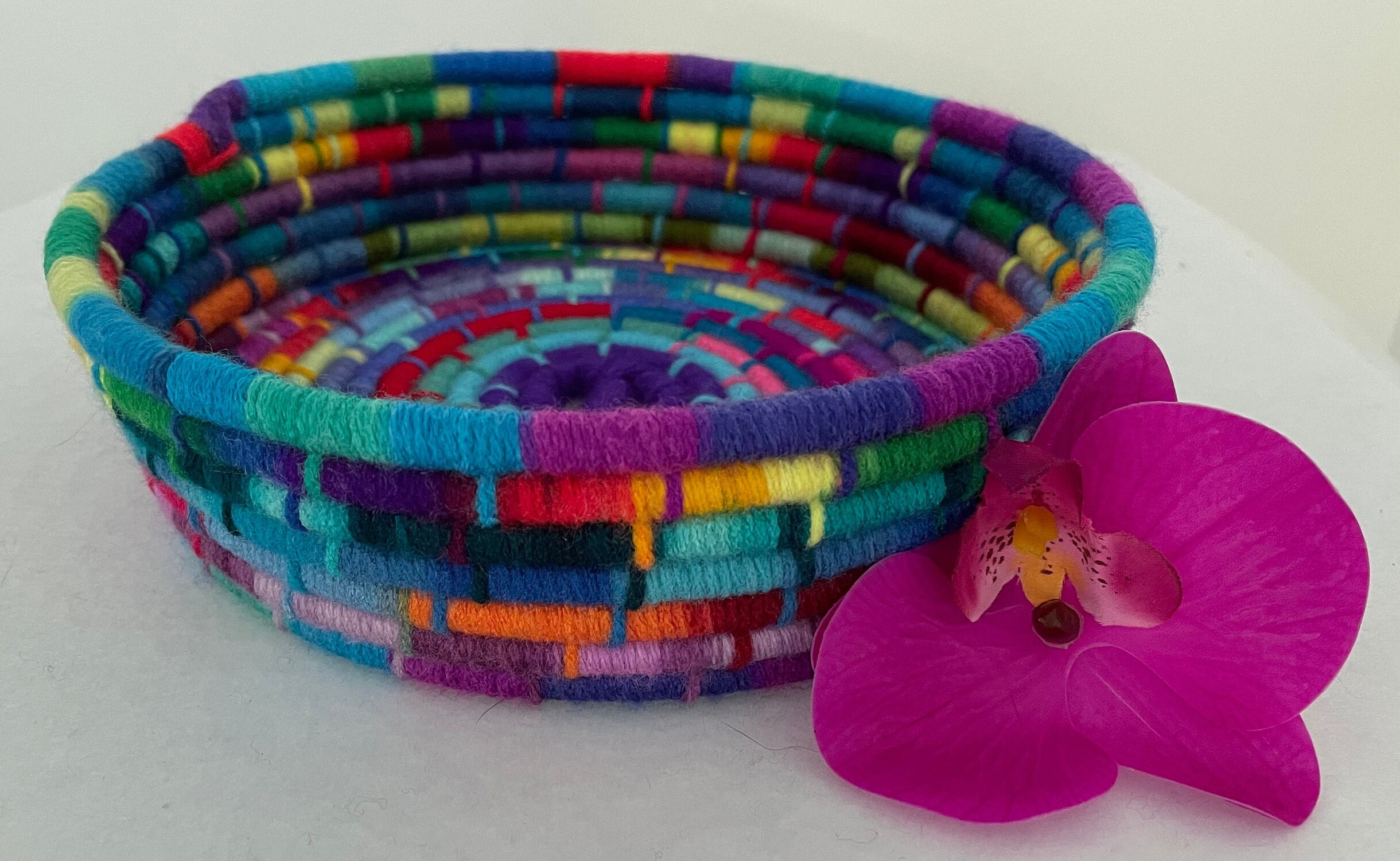 Colorful Home Decor Basket Handmade Rope Basket Housewarming Gift ...
