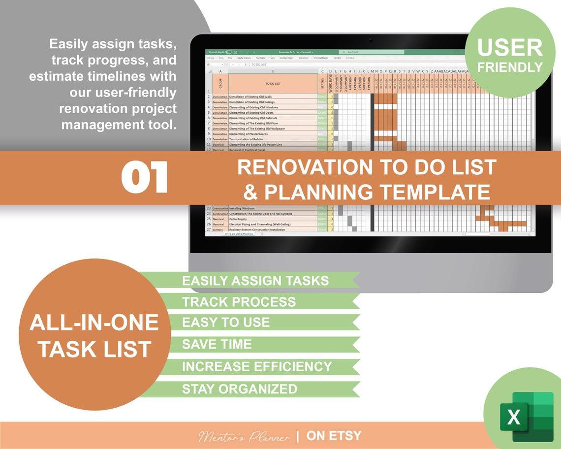 Renovation To-do List and Planning Template, Renovation Project ...