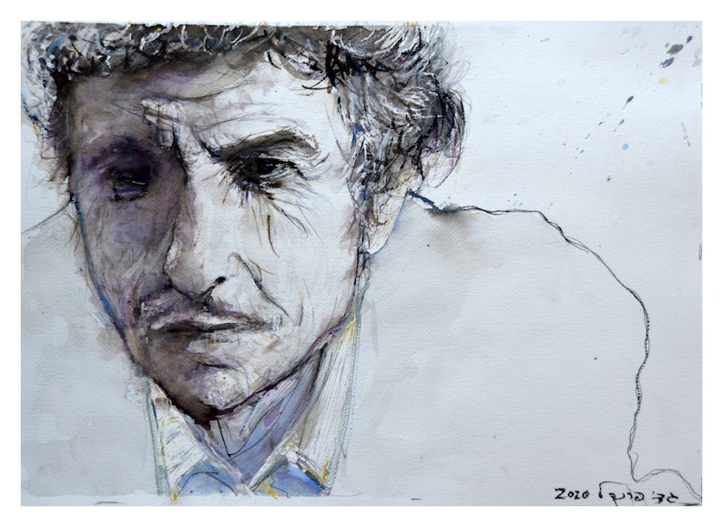 Bob Dylan, Original Watercolor Painting, Drawing. Mix Media, 47x33. - Etsy