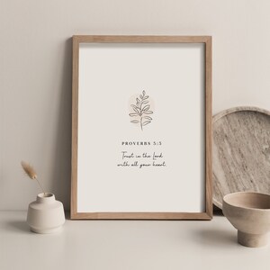 Proverbs 3:5 Bible Verse Wall Art, Minimalist Christian Wall Decor ...