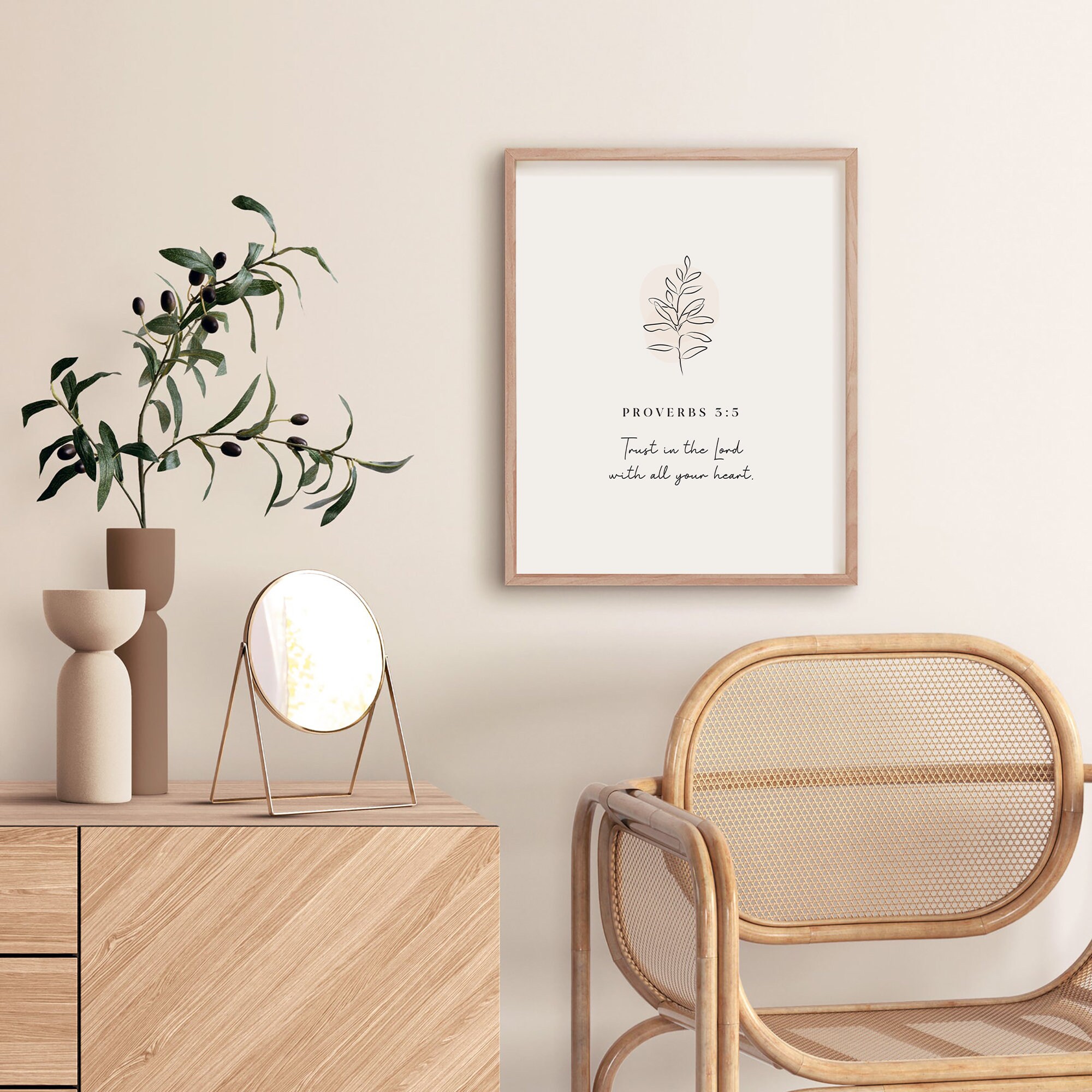 Proverbs 3:5 Bible Verse Wall Art, Minimalist Christian Wall Decor ...